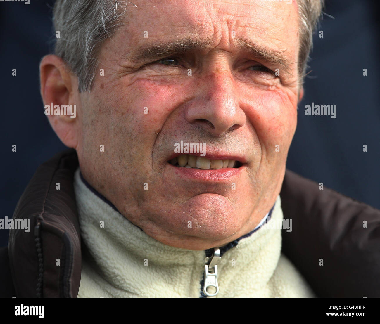 Andre Fabre, trainer for Pour Moi watches his horse on the gallops ...
