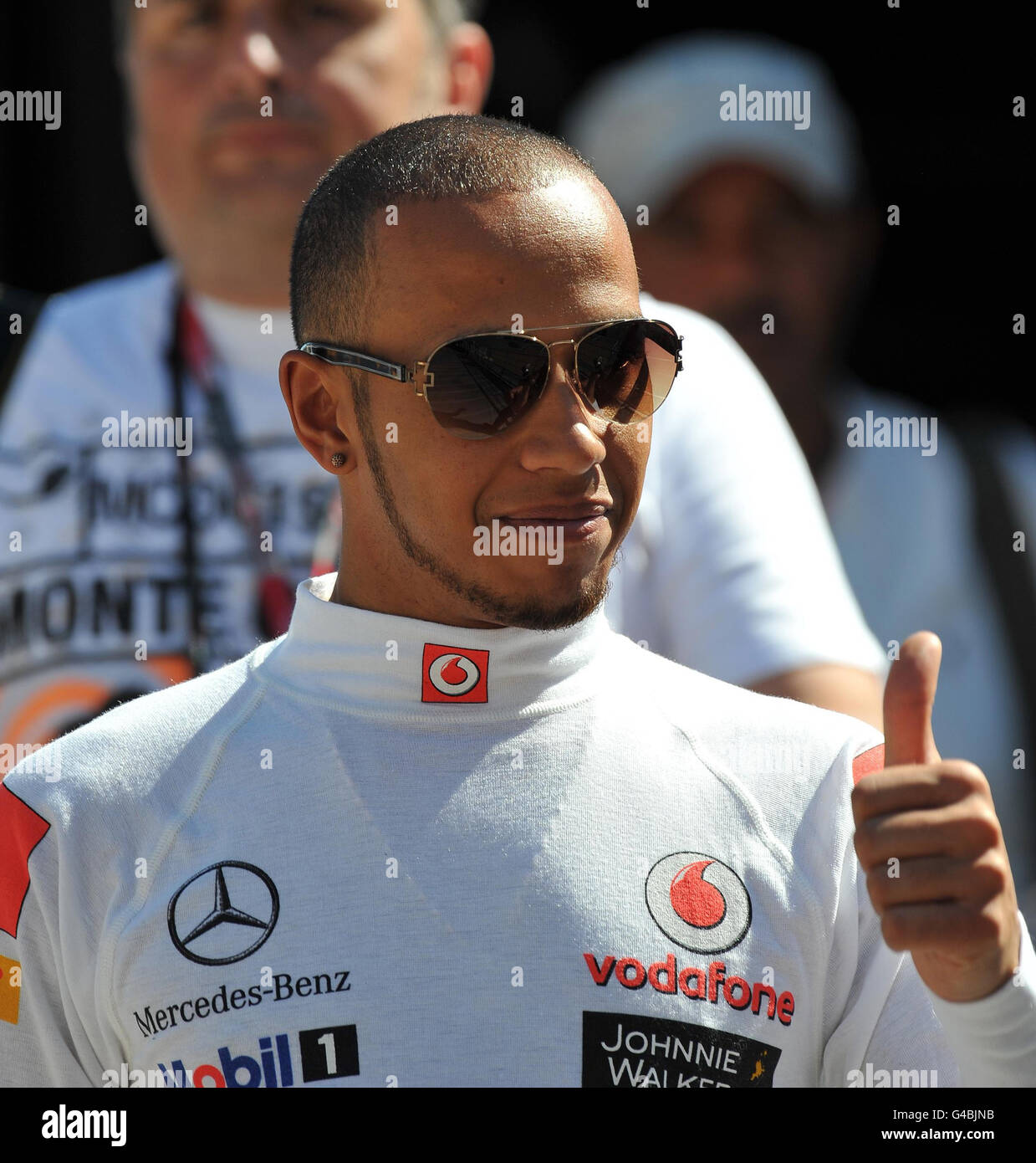 McLaren Mercedes' Lewis Hamilton gives the thumbs up during the third ...