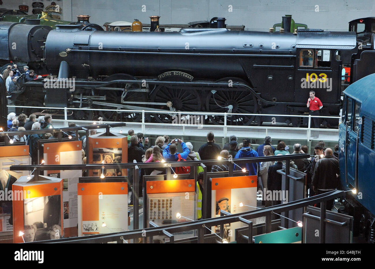 The Flying Scotsman in its wartime LNER black livery on display on the ...