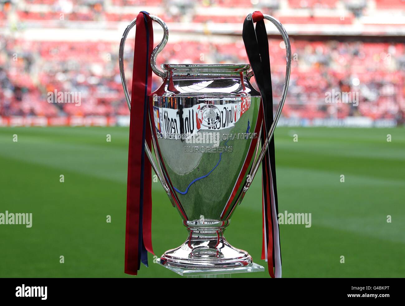 The uefa champions league trophy on display hi-res stock photography ...