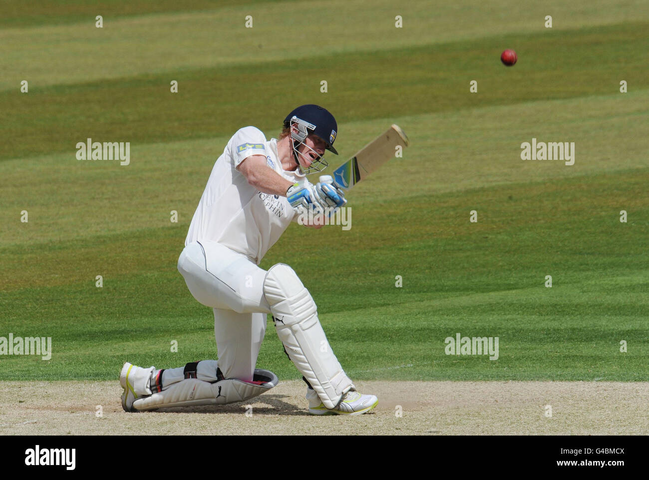 Durham's Ben Stokes hits a four after scoring 185 during the Liverpool ...