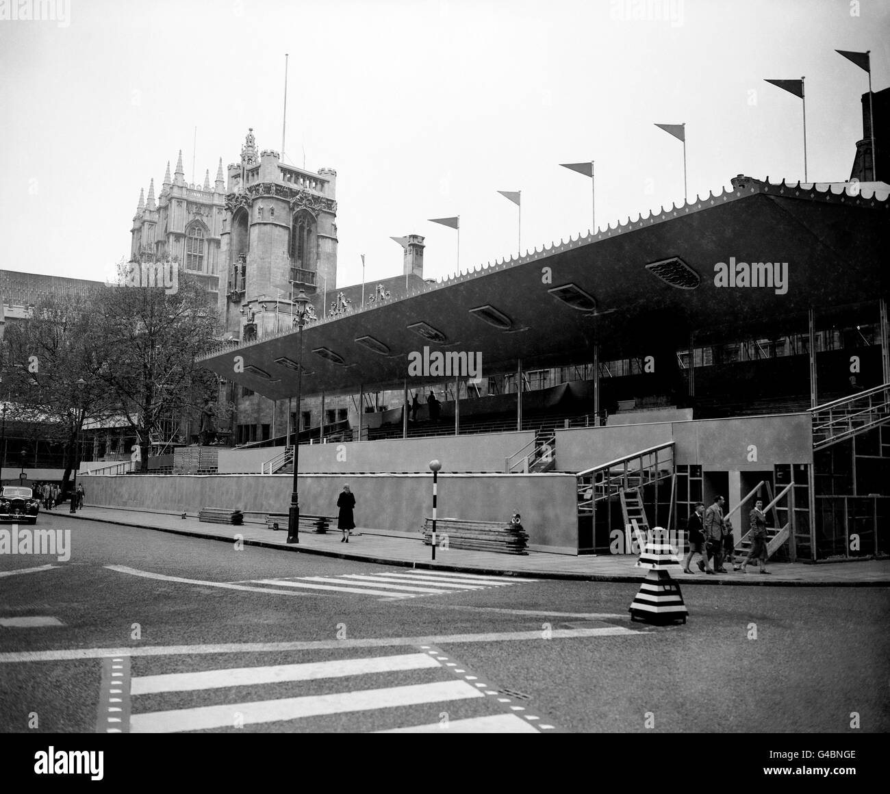 Viewing platforms are erected in Parliament Square, as preparations for ...