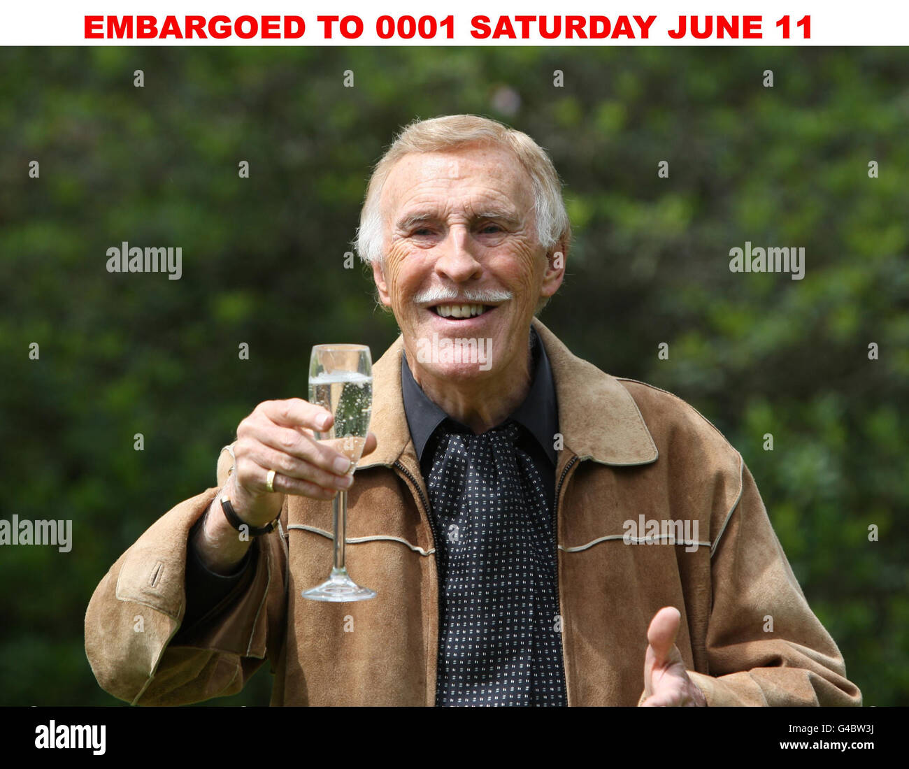 Bruce Forsyth at his home in Wentworth, as he poses for photographers ...