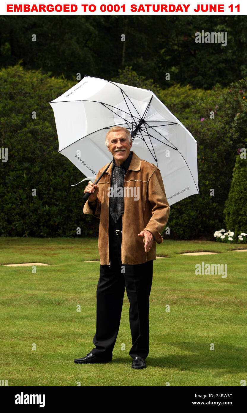 Bruce Forsyth at his home in Wentworth, as he poses for photographers ...