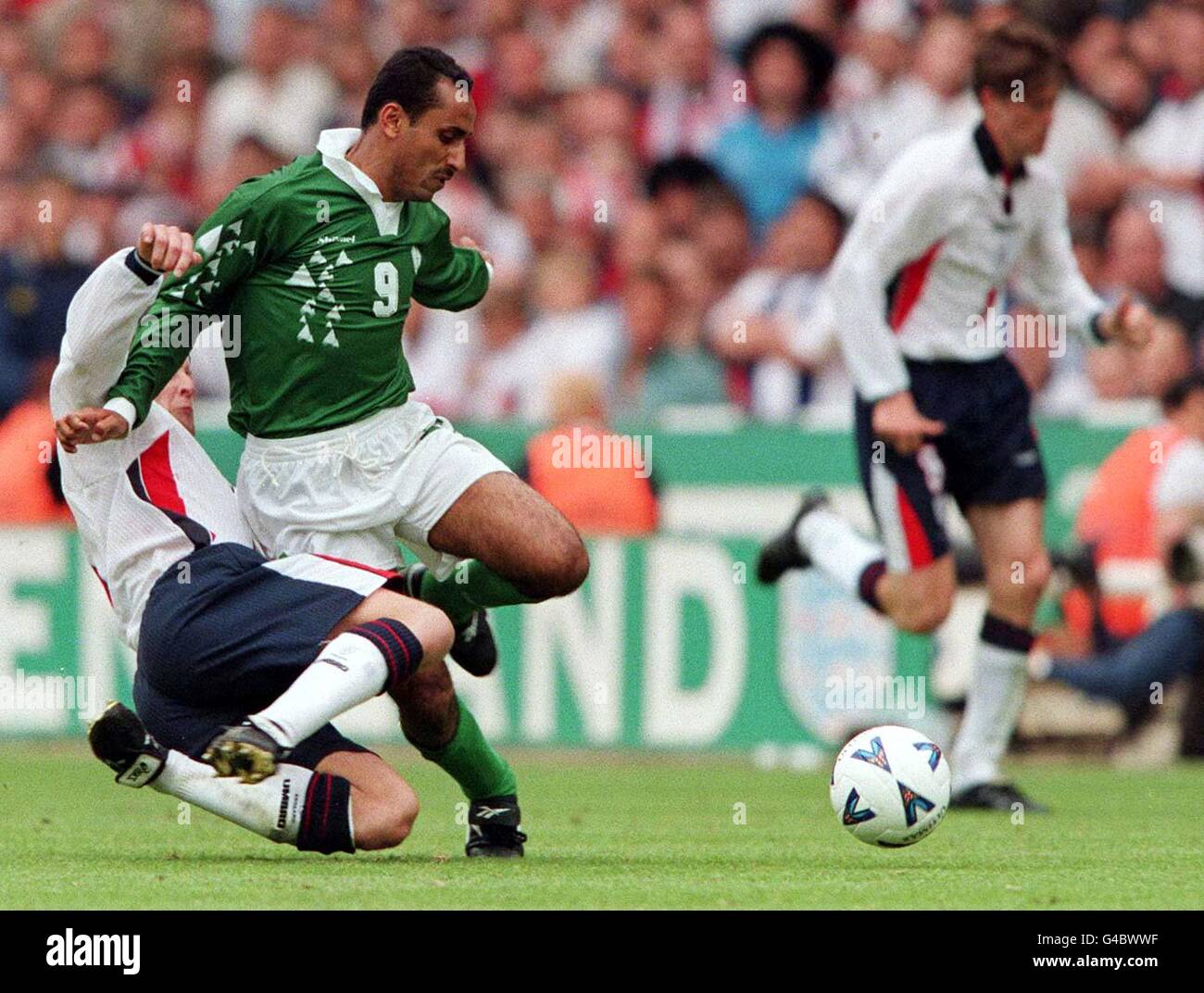 England's David Batty makes a tackle on Saudi Arabia's Aami A Al-Jaber ...