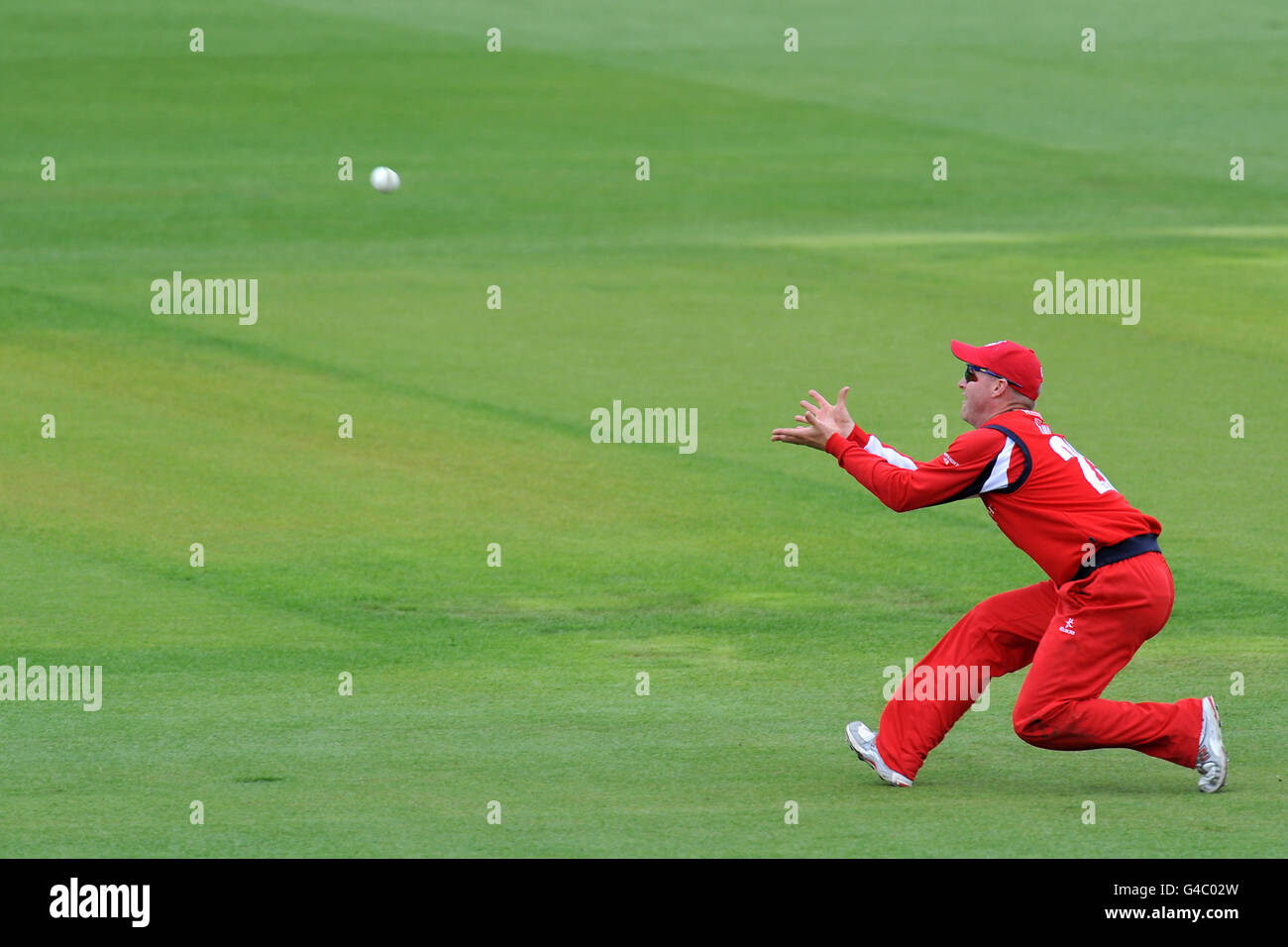 Lancashire Lightning' Gary Keedy steadys himself before catching out ...