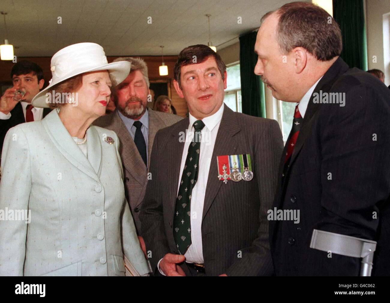 Fromer Prime Minister Baroness Thatcher talks with Falklander Terry ...