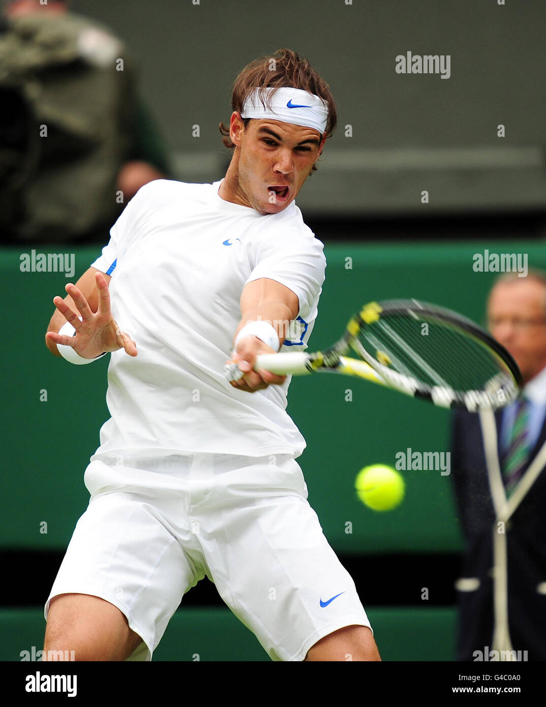 Spain's Rafael Nadal in action against USA's Michael Russell during the ...