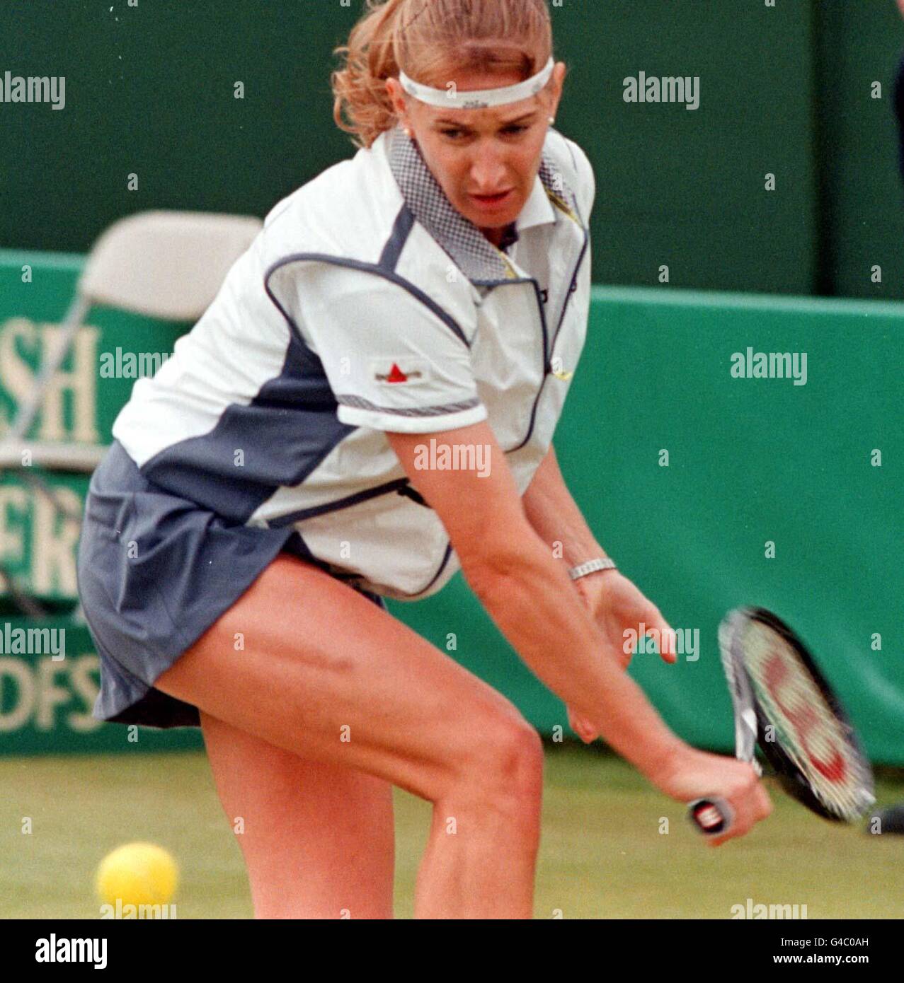Steffi Graf returns against Nathalie Tauziat during their clash at the ...