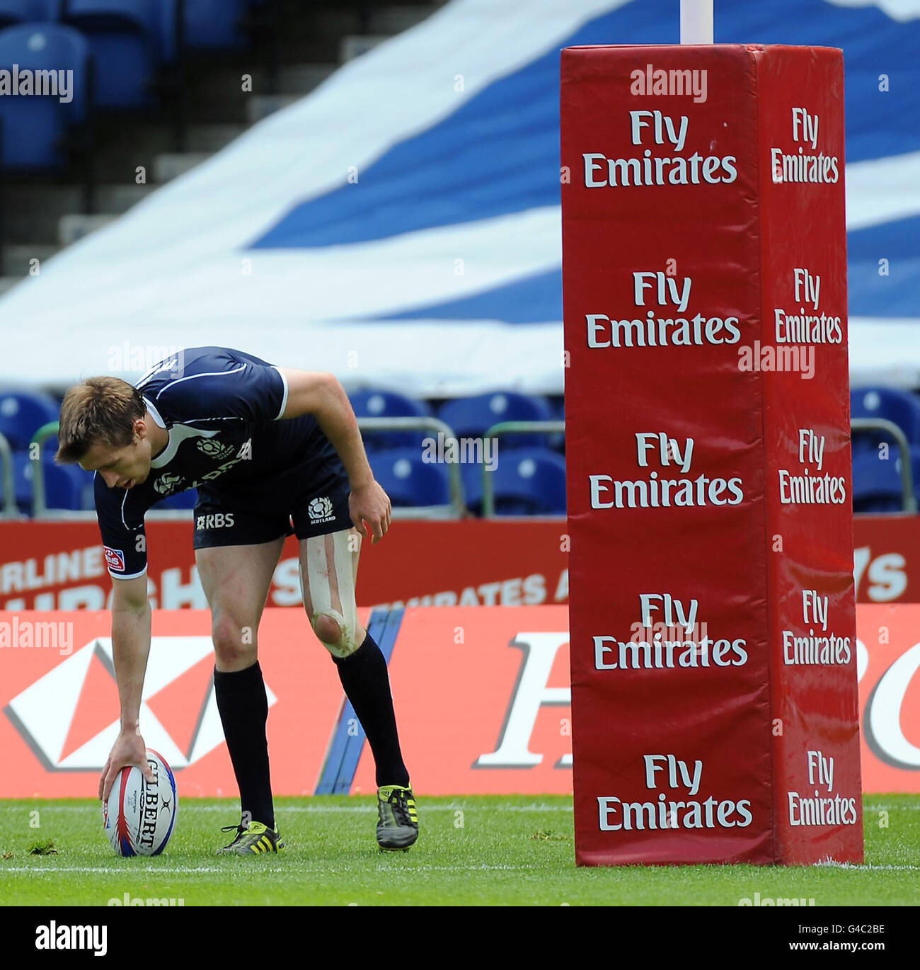 Scotland's Jim Thomson scores a try during the Emirates Airline ...