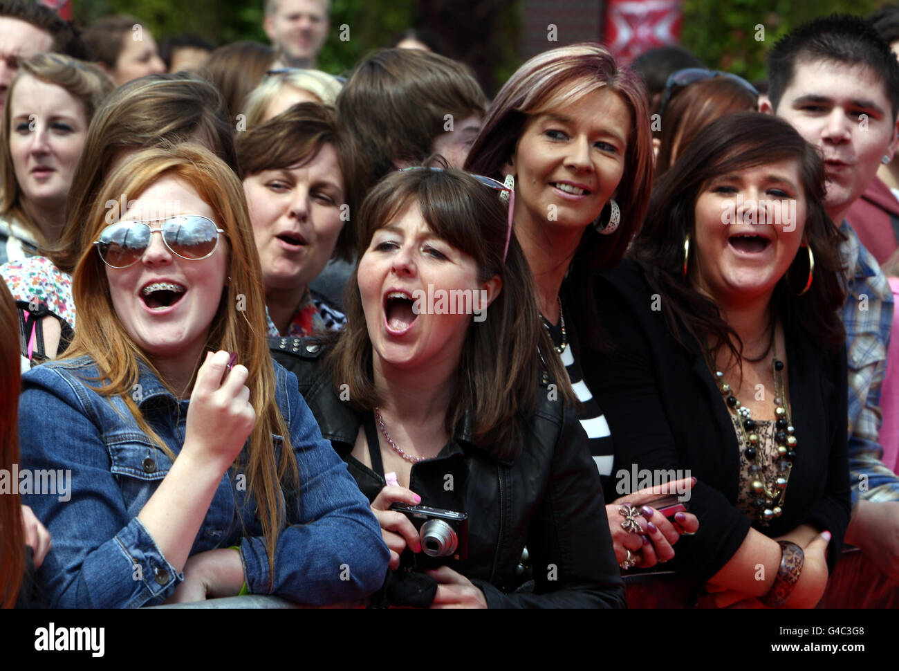 The X Factor Auditions - Birmingham. Performers cheer as X Factor ...