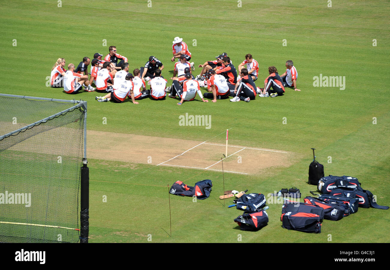 The England team during the nets session at Lord's Cricket Ground ...