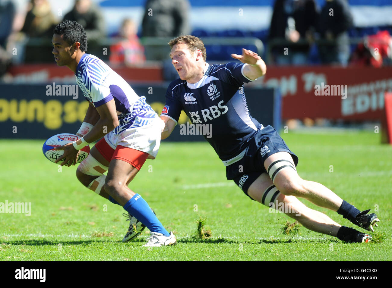 Scotland's Scott Riddell (right) in action during the Emirates Airline ...