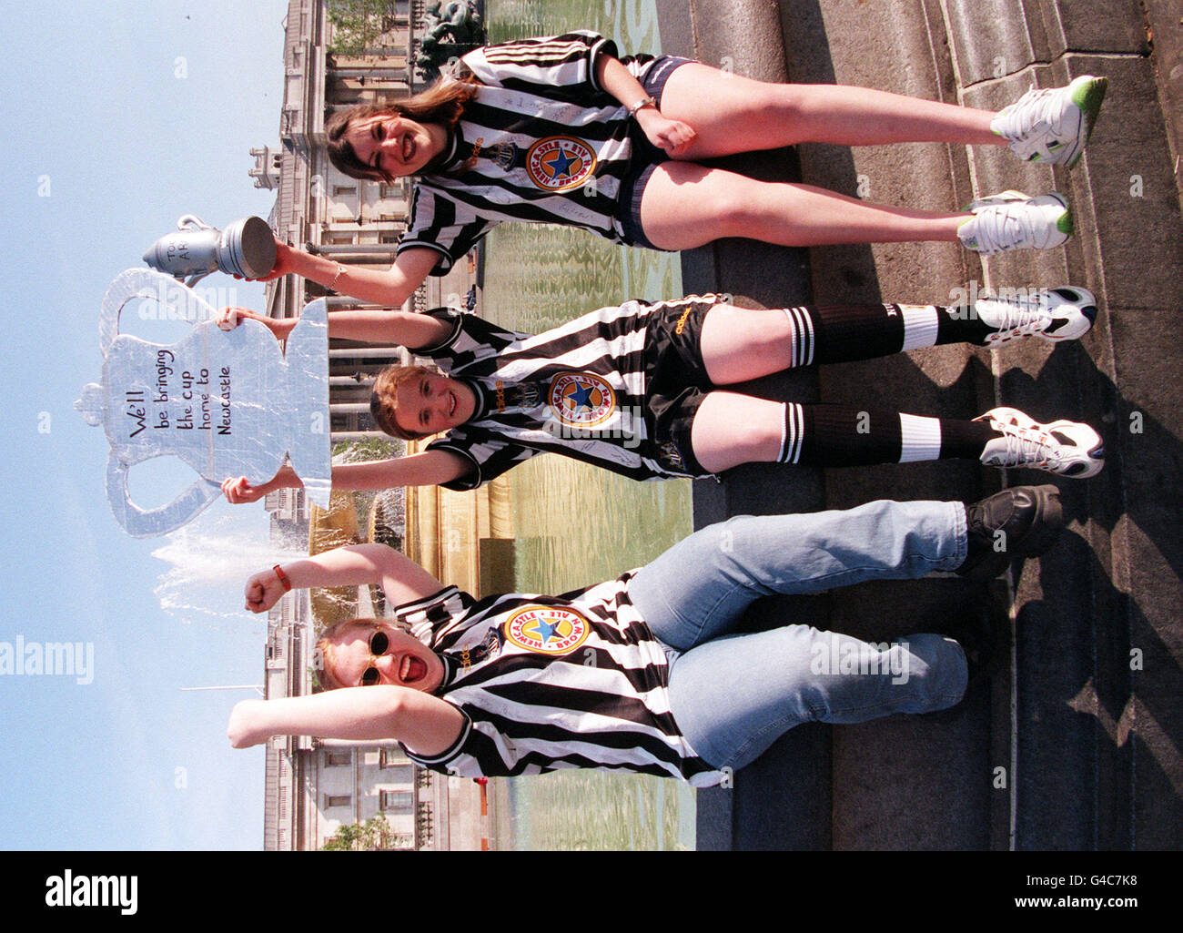 Newcastle fans (l/r) Lisa Smith (16), Anna Comerford (14), and Angela ...