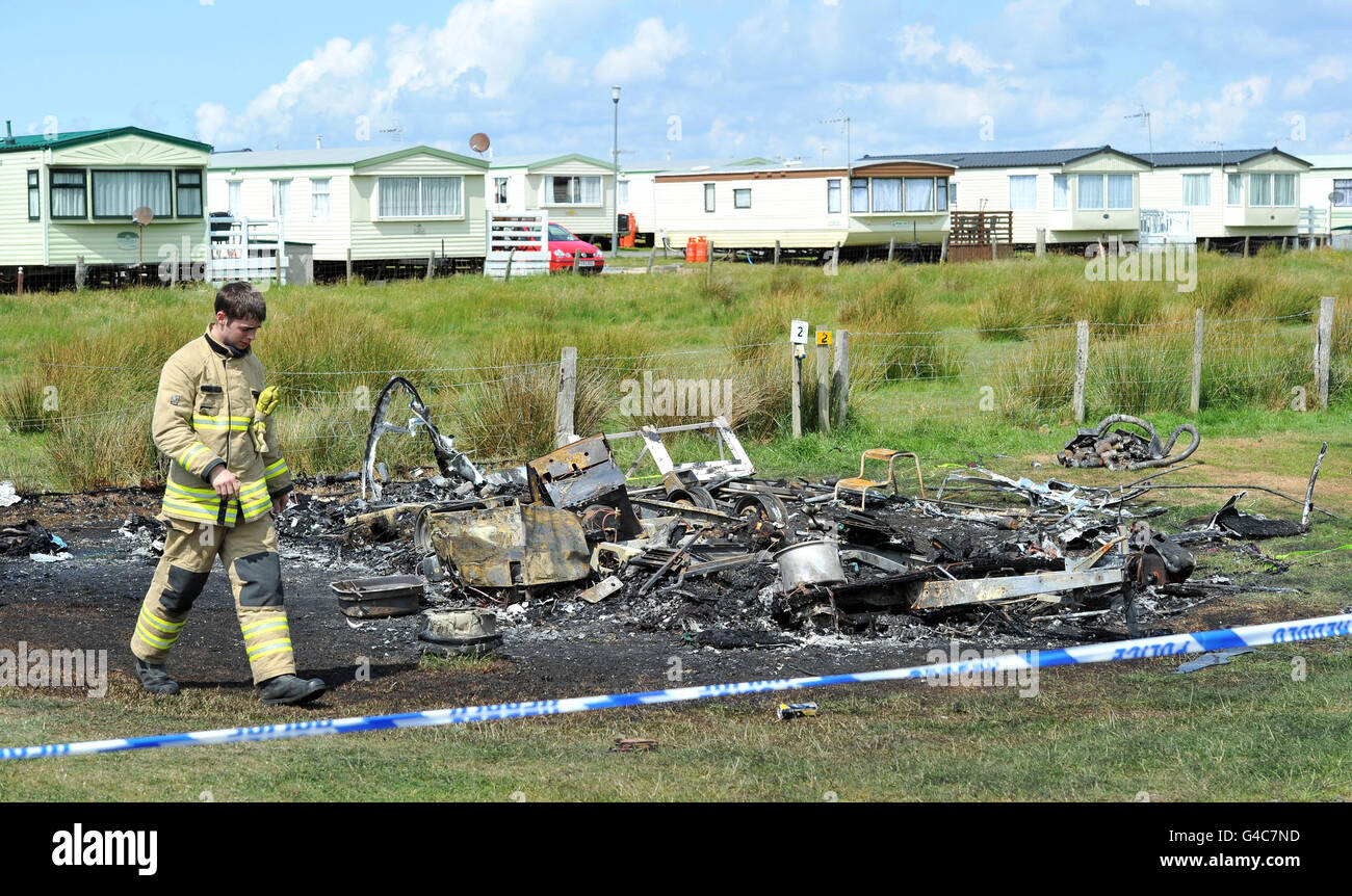 Caravan park fire Stock Photo - Alamy