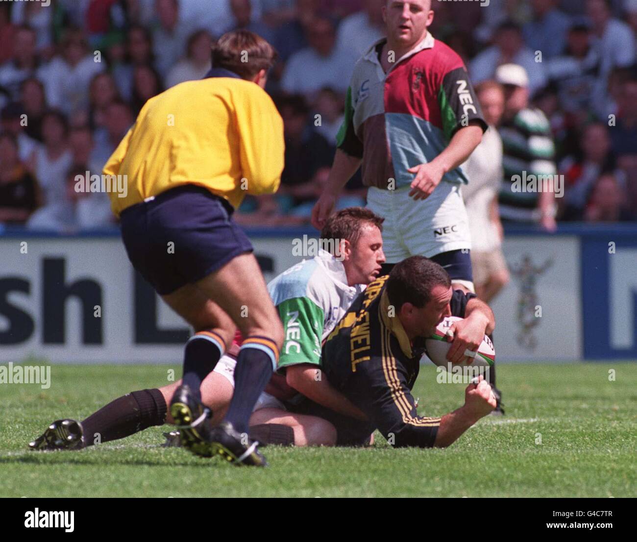 Nick Popplewell scores Newcastle's third try, during today's (Sunday ...