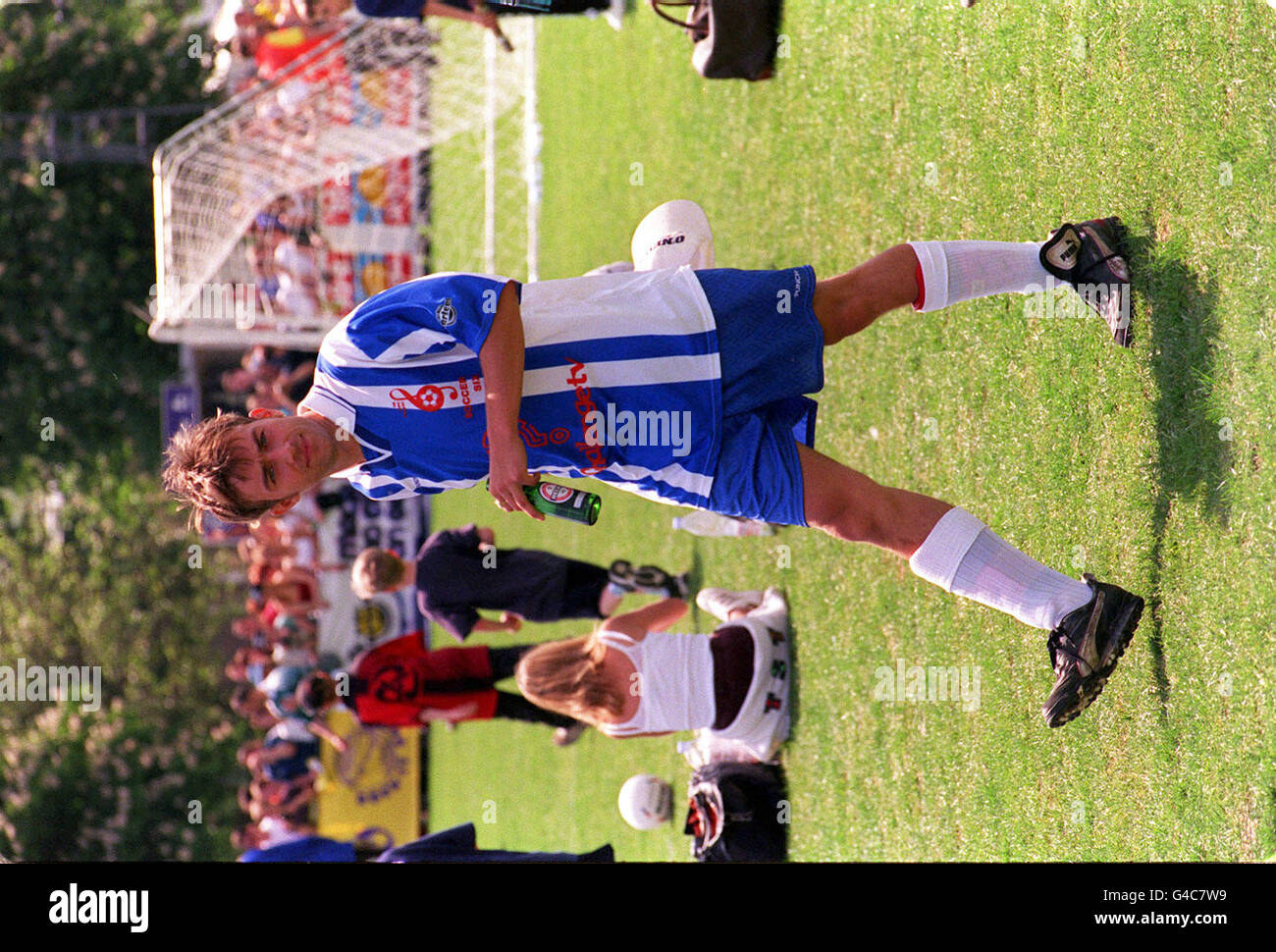 Blur singer Damon Albarn, during the Music Industry Soccer Six charity ...