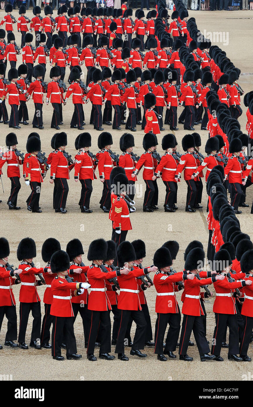 The Guards form up in lines during the annual Trooping the Colour ...
