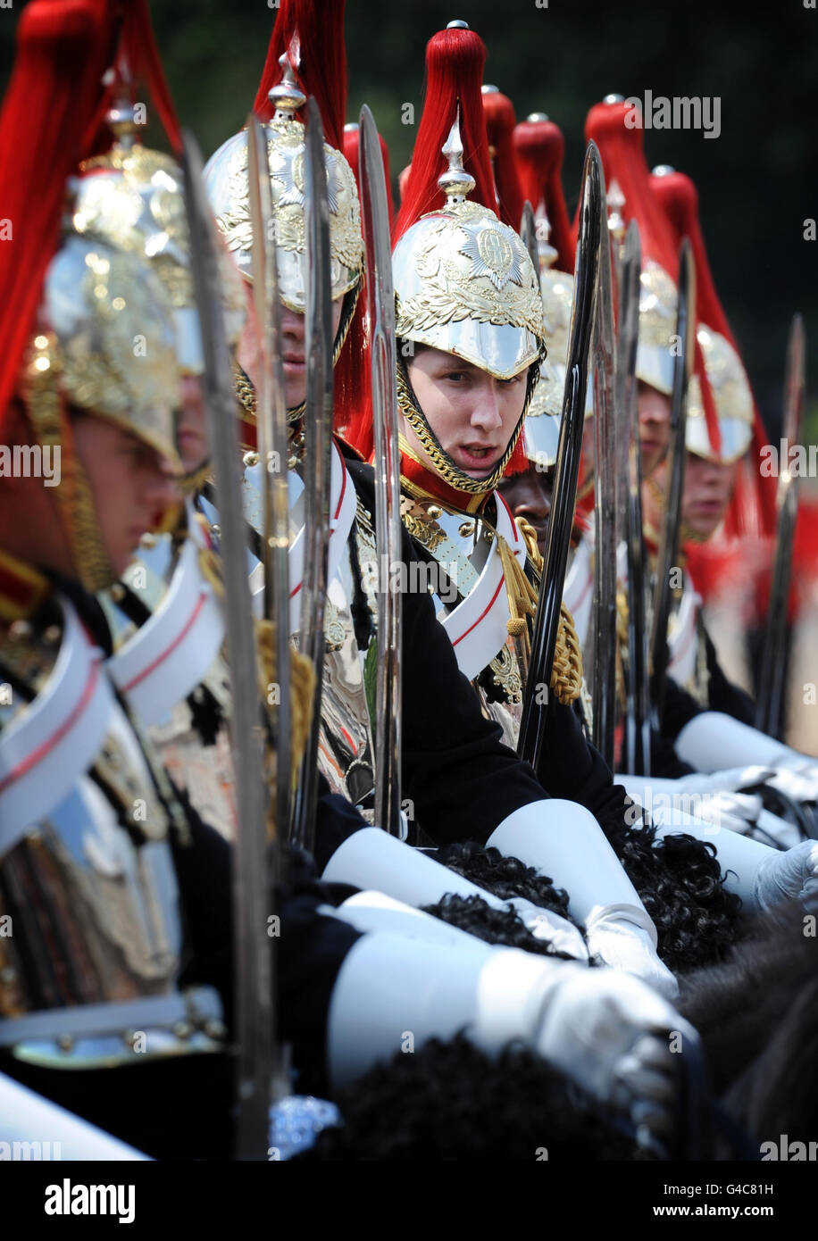 Soldiers on parade during the annual Trooping the Colour ceremony to ...