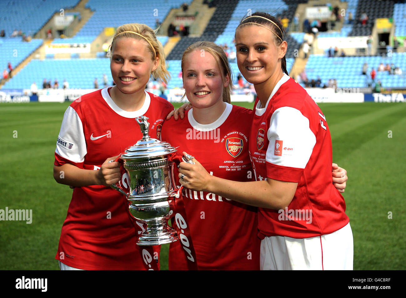 Kim little centre julie fleeting celebrate womens fa cup hi-res stock ...