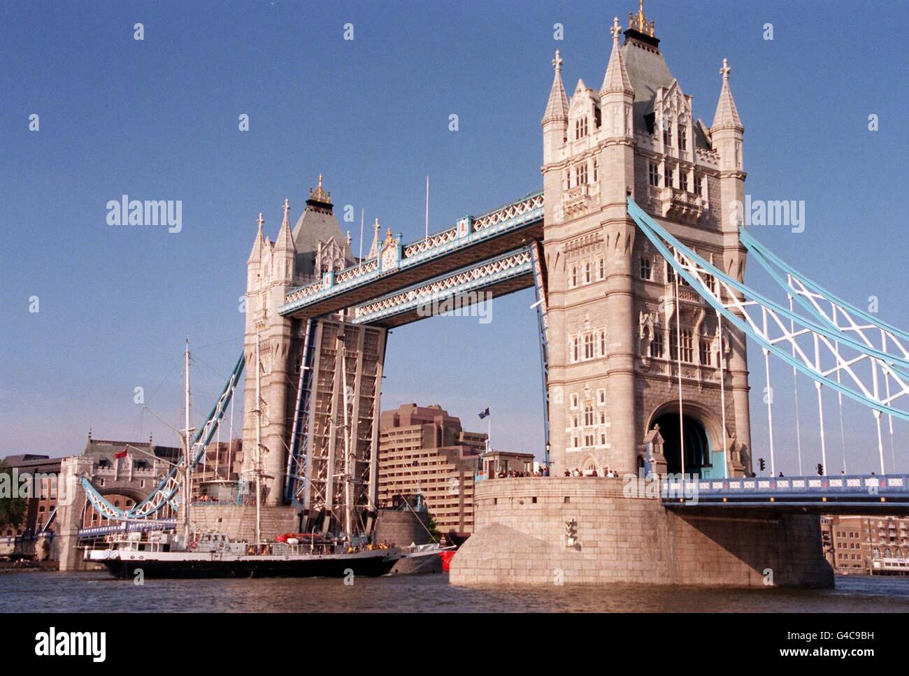 STS Lord Nelson/under Tower Bridge Stock Photo - Alamy