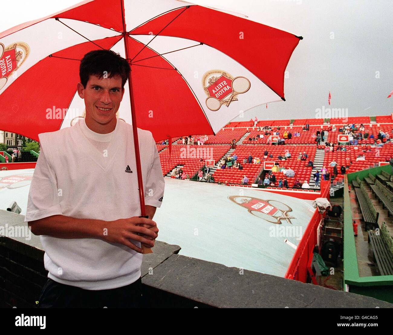 England tennis star Tim Henman at The Queen's Club where wet weather ...