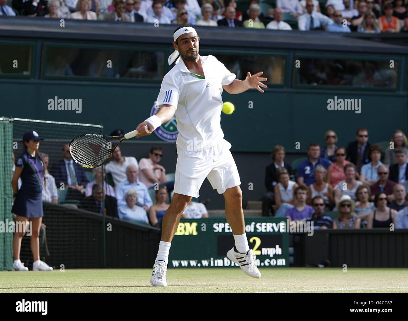 Novak djokovic in action against marcos baghdatis hi-res stock ...
