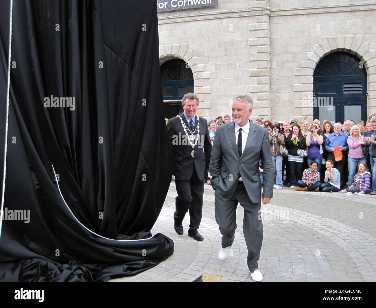 Truro drummer sculpture Stock Photo - Alamy