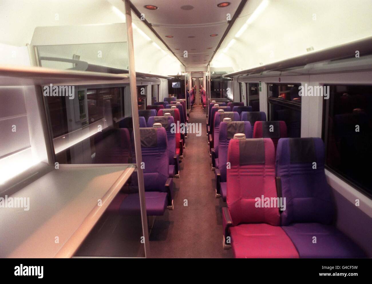 The interior of one of the carriages of the new Heathrow Express which ...