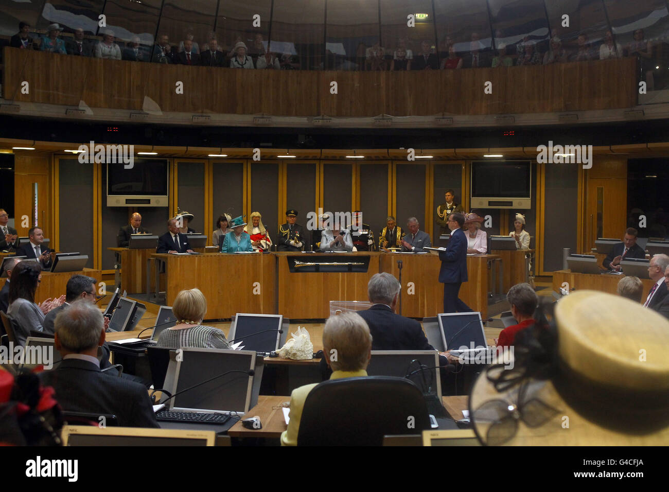 Queen elizabeth ii senedd in cardiff hi-res stock photography and ...