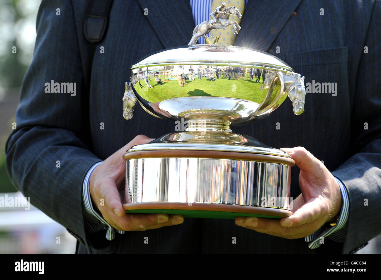 Paul nicholls with his bha champion trainer trophy hi-res stock ...