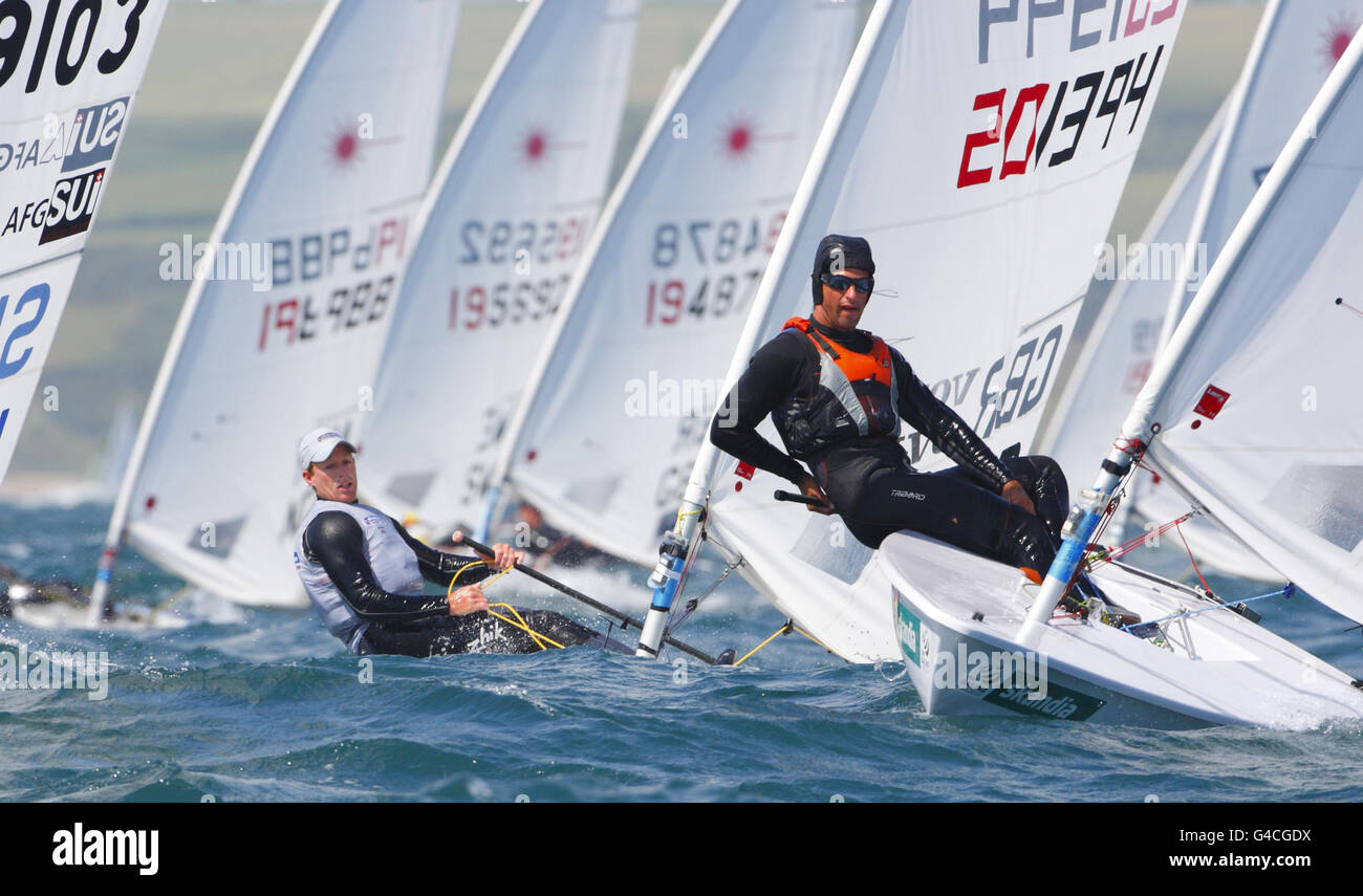 Olympic gold medallist Paul Goodison in action in his Laser dinghy ...