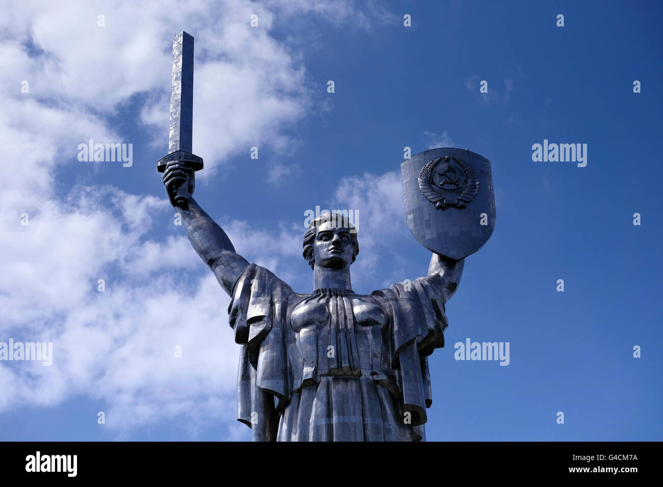 View of the Rodina Mat Motherland Monument which its sword was cut ...