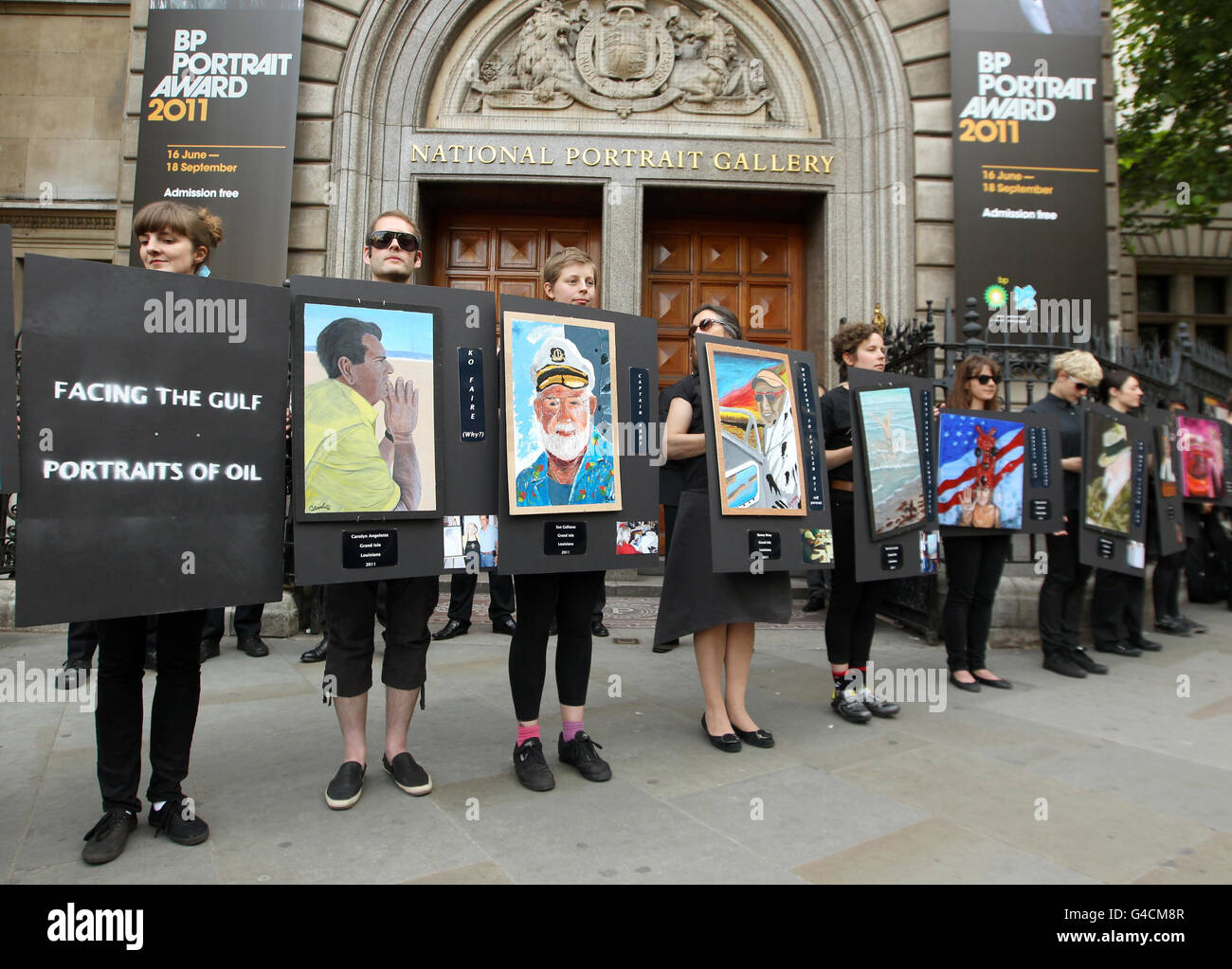 Climate activists protest outside the official opening of the BP ...