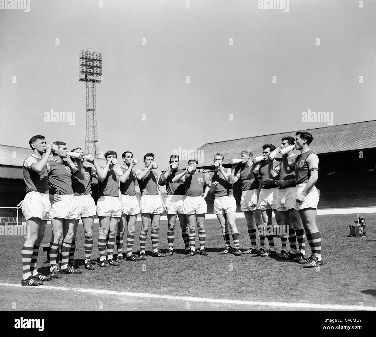 The Burnley football team wind up the day's training with a pint of ...