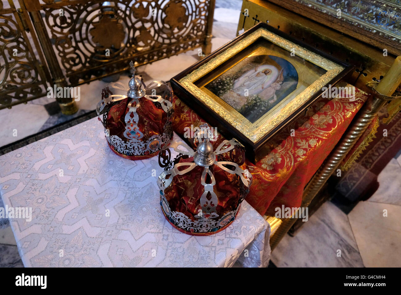 Russian-style wedding crowns for groom and bride traditional crowning ...