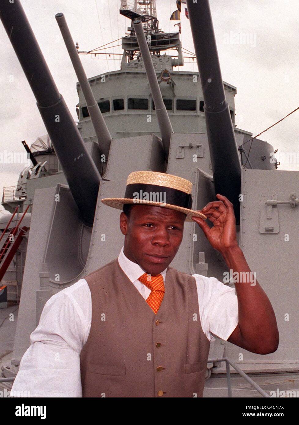 Chris Eubank (left) poses for the media during a photocall in London ...