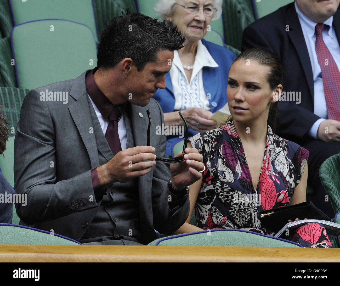England cricketer Kevin Pietersen and his wife Jessica in the Royal Box ...