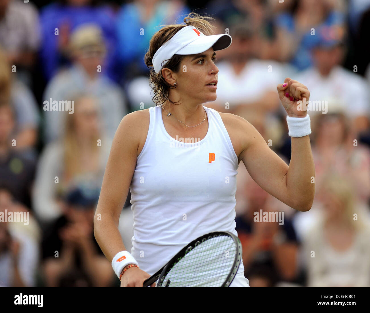 Spain's Maria Jose Martinez Sanchez celebrates during her match against ...