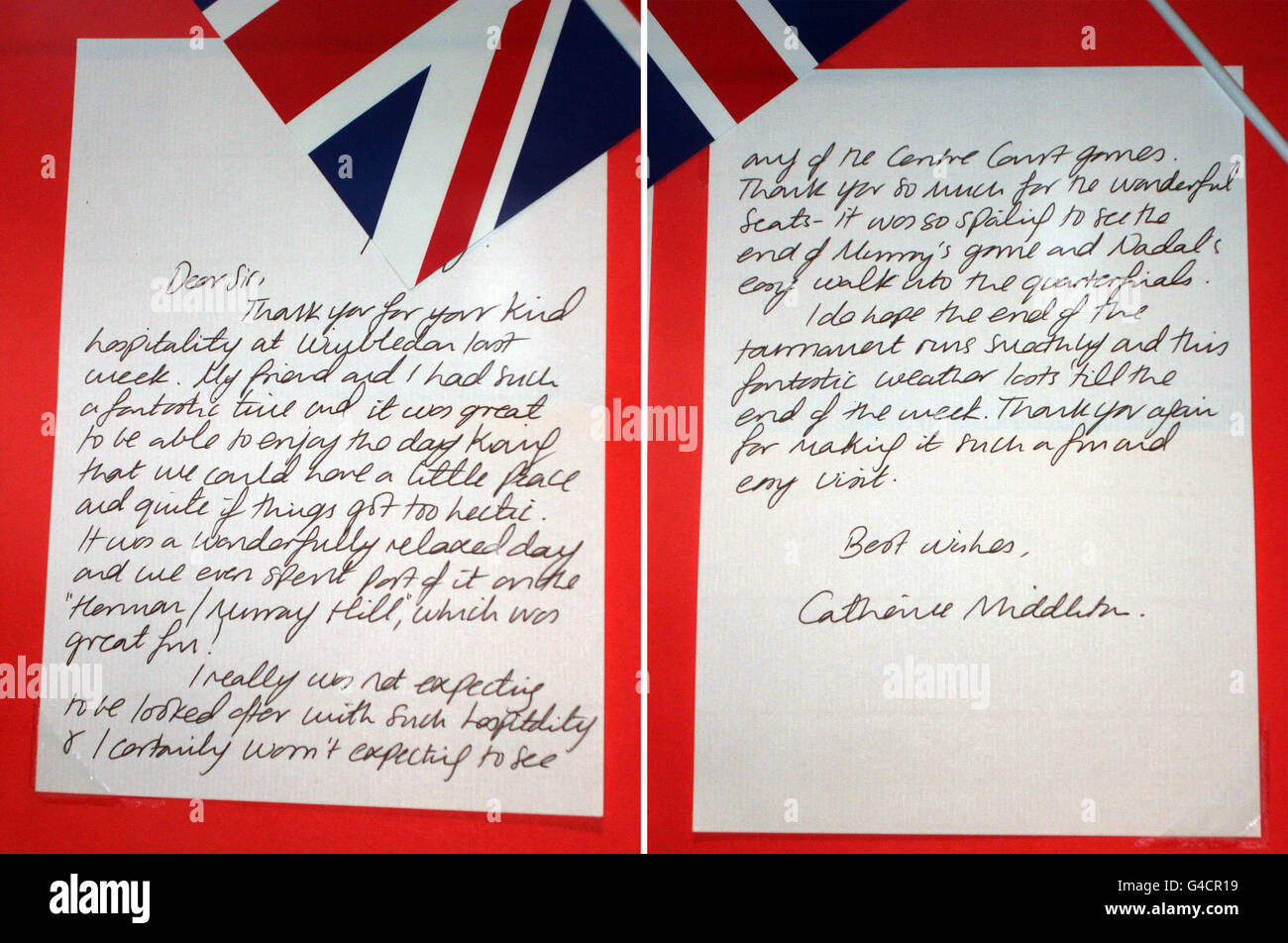 The letter written by the then Catherine Middleton, now the Duchess of ...