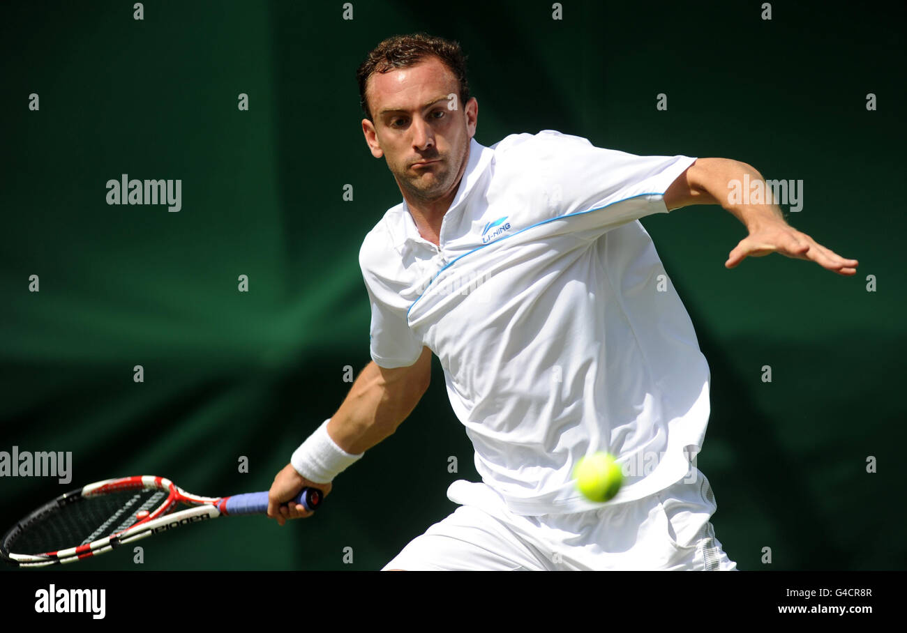 Ireland's Conor Niland in action against France's Adrian Mannarino ...