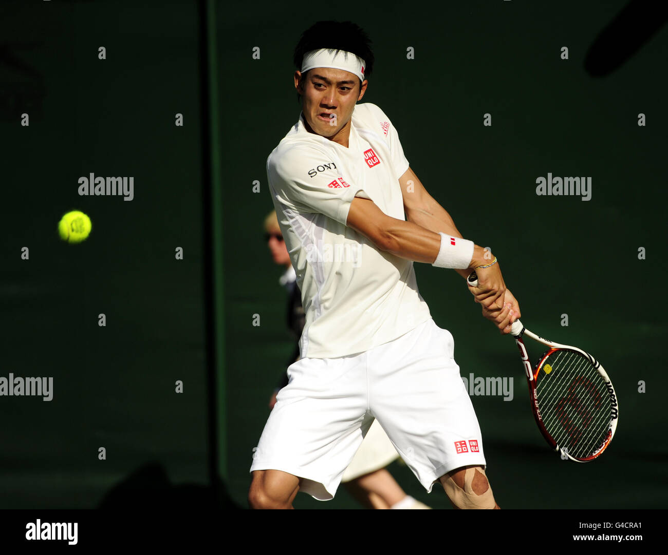 Japan's Kei Nishikori in action during his match against Australia's ...