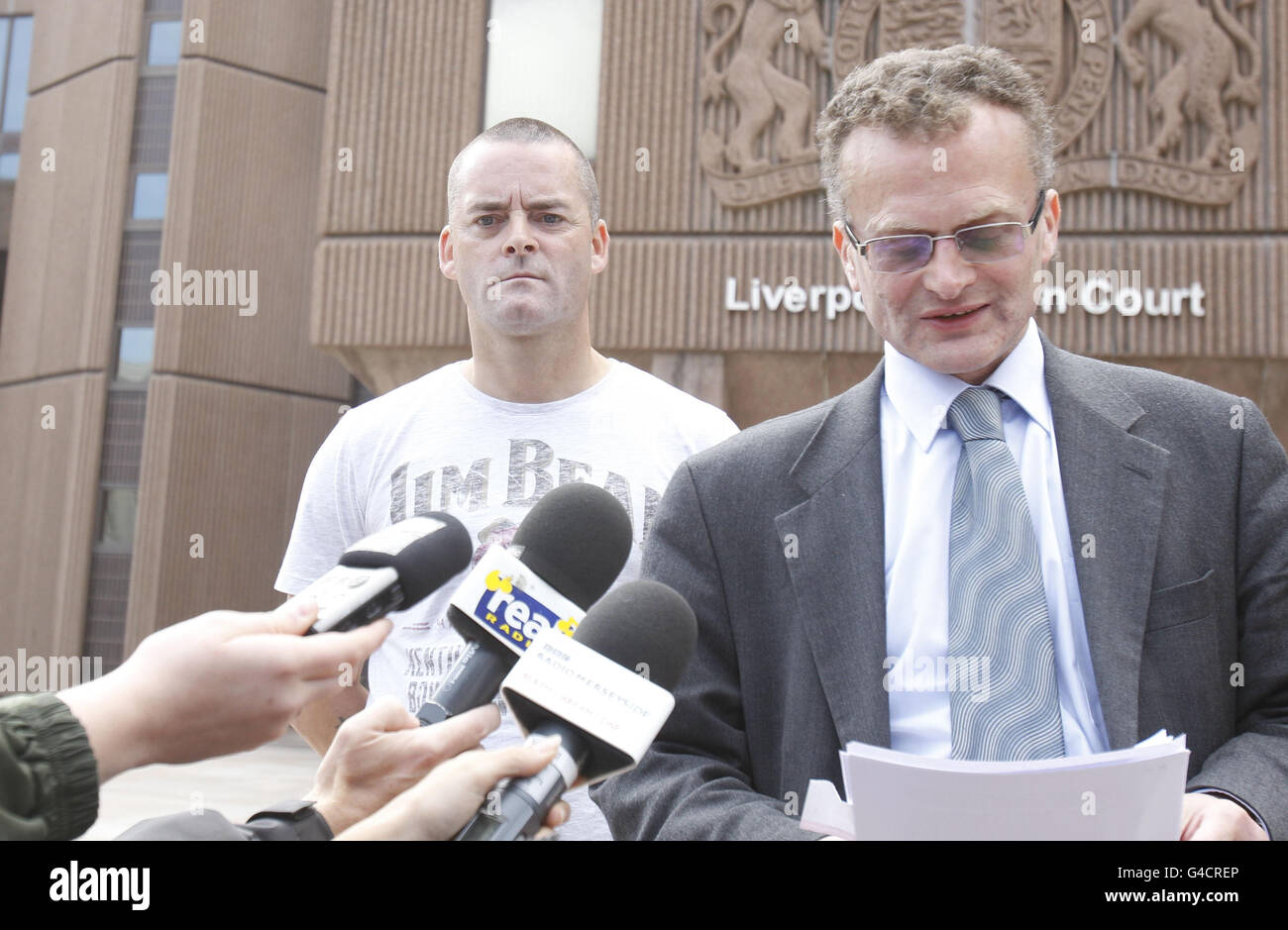 Solicitor Robin Makin read a statement to the media as Ralph Bulger ...