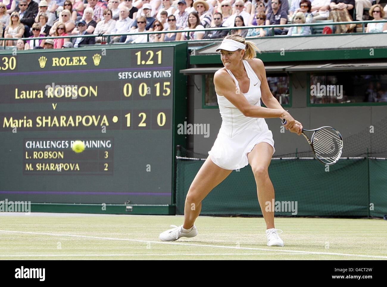 Russia's Maria Sharapova in action against Britain's Laura Robson on ...