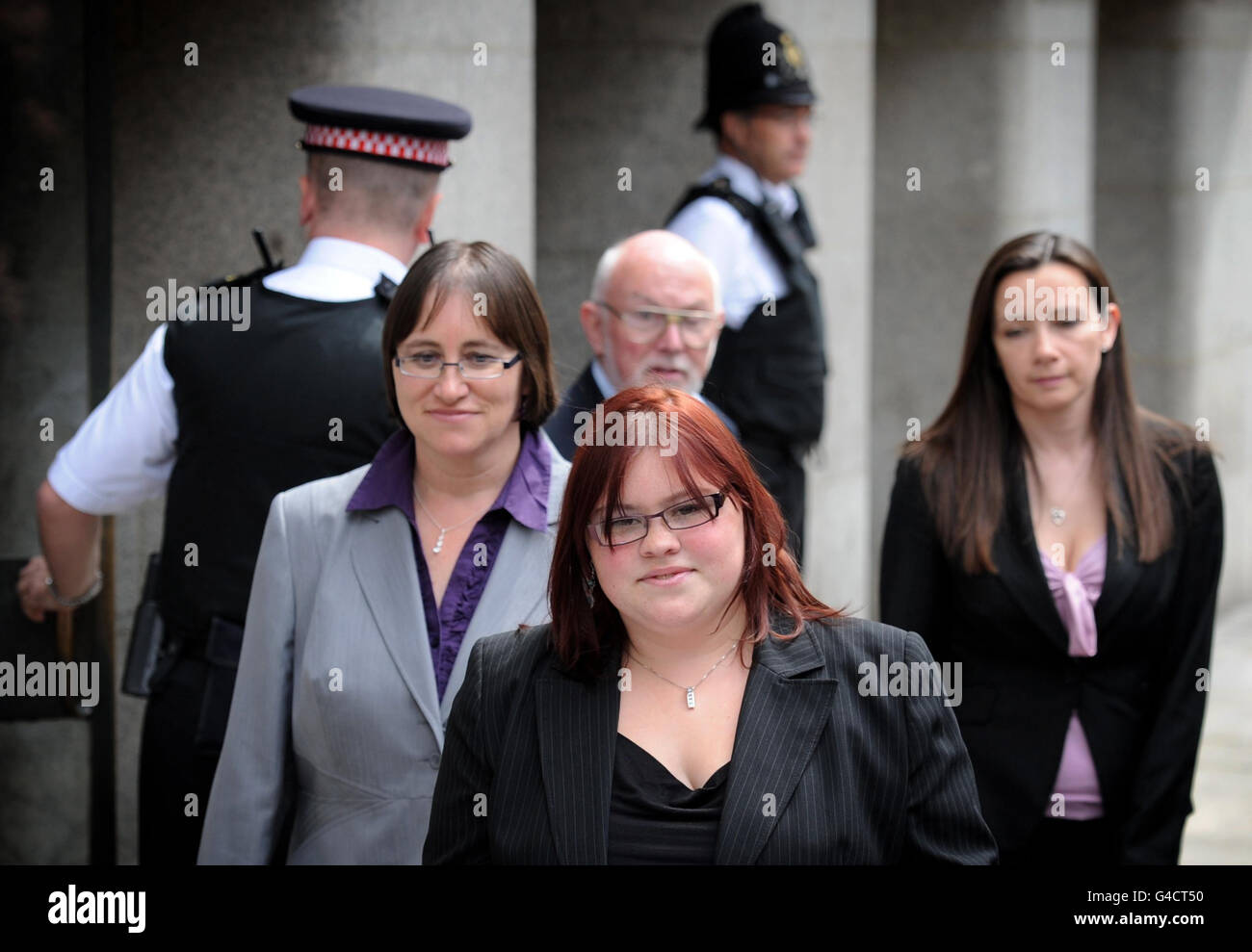 Rachel Cowles speaks to the media outside the Old Bailey in London ...