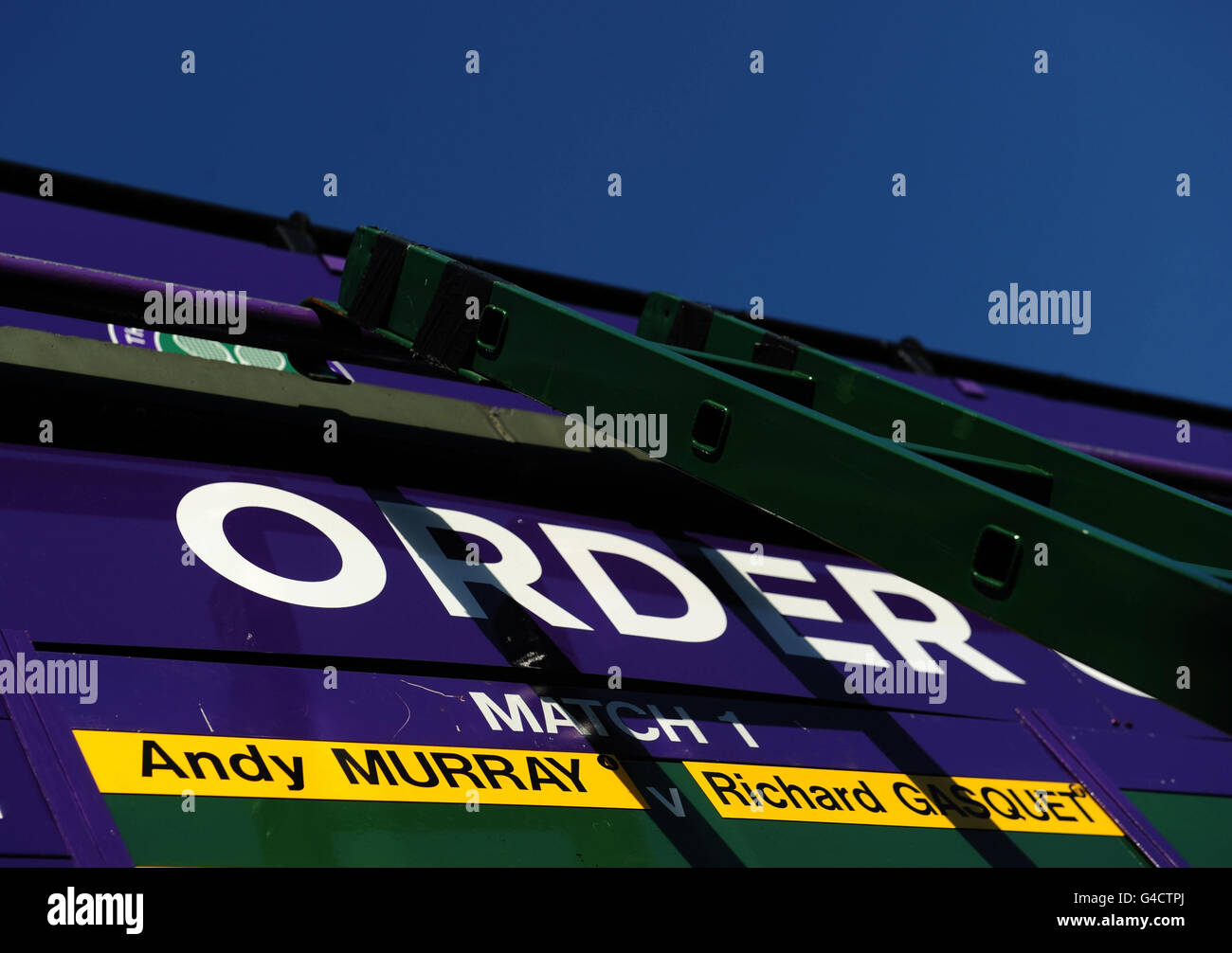 The Order of Play board shows Great Britain's Andy Murray name prior to ...