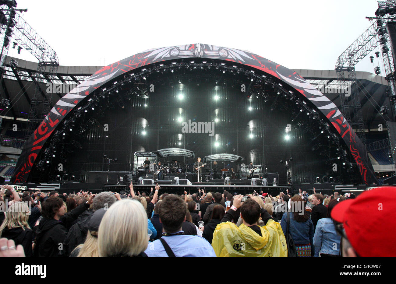 Bon Jovi gig, Murrayfield. General view of the stage as Bon Jovi ...
