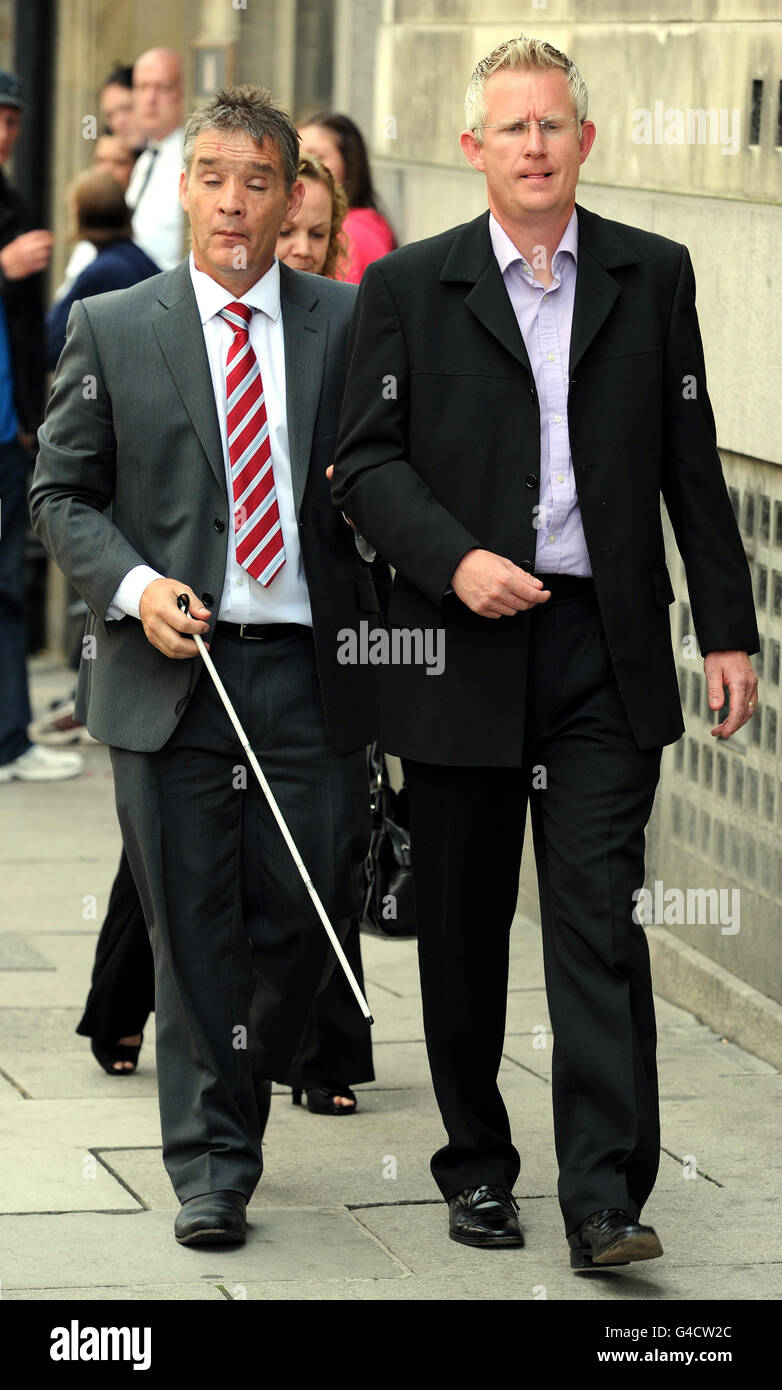 Pc David Rathband and friend Robin Palmer leave Newcastle Magistrates ...