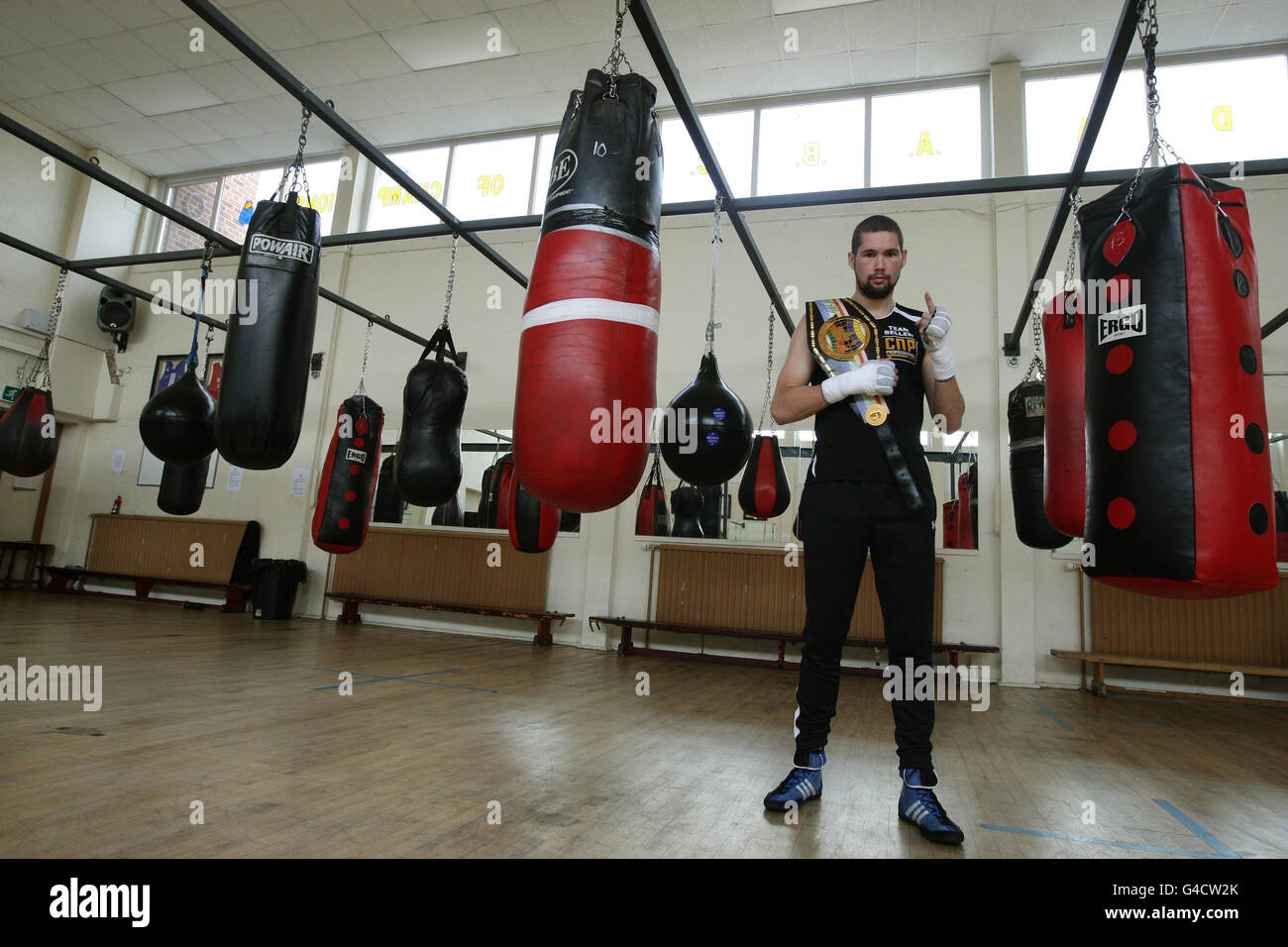 Liverpool boxer Tony Bellew with his Commonwealth belt during a ...