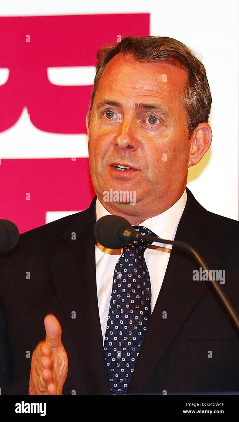 Defence Secretary Liam Fox speaks in London, where he pledged an end to ...